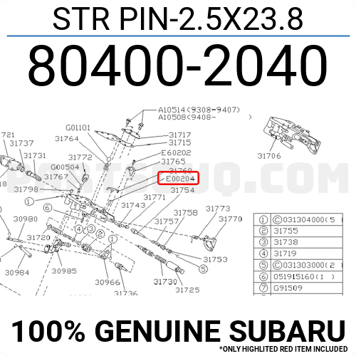 STR PIN-2.5X23.8 804002040 | Subaru Parts | PartSouq
