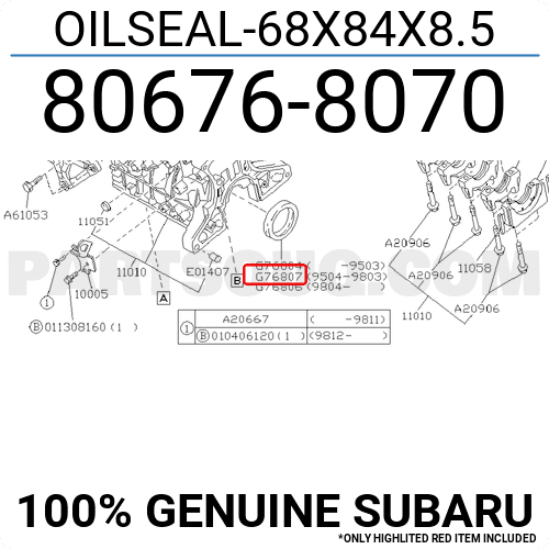OILSEAL-68X84X8.5 806768070 | Subaru Parts | PartSouq