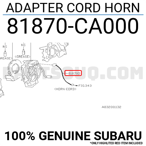 ADAPTER CORD HORN 81870CA000 | Subaru Parts | PartSouq