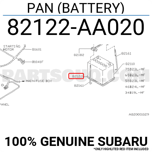 PAN (BATTERY) 82122AA020 | Subaru Parts | PartSouq