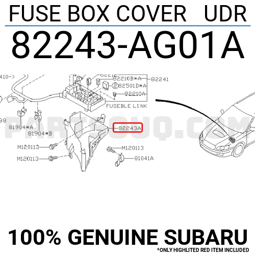 FUSE BOX COVER UDR 82243AG01A | Subaru Parts | PartSouq