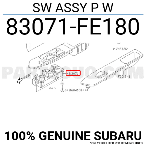 SW ASSY P W 83071FE180 | Subaru Parts | PartSouq