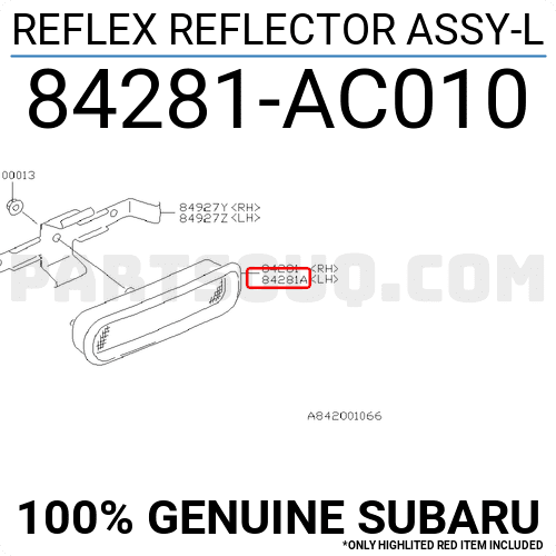 REFLEX REFLECTOR ASSY-L 84281AC010 | Subaru Parts | PartSouq