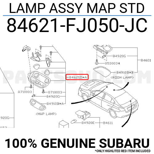 LAMP ASSY MAP STD 84621FJ050JC | Subaru Parts | PartSouq