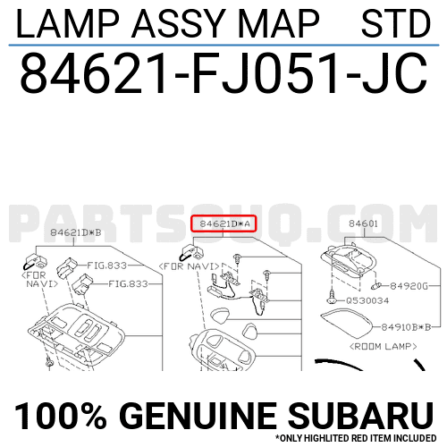 LAMP ASSY MAP STD 84621FJ051JC | Subaru Parts | PartSouq