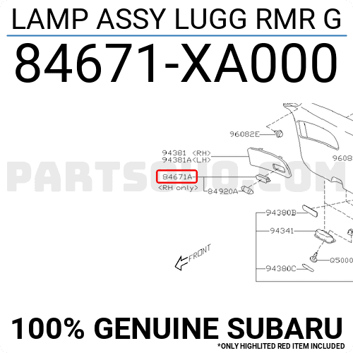 LAMP ASSY LUGG RMR G 84671XA000 | Subaru Parts | PartSouq