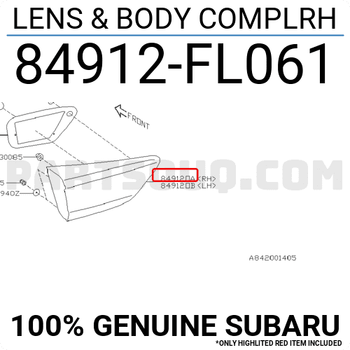 LENS & BODY COMPLRH 84912FL061 | Subaru Parts | PartSouq