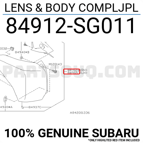 LENS & BODY COMPLJPL 84912SG011 | Subaru Parts | PartSouq