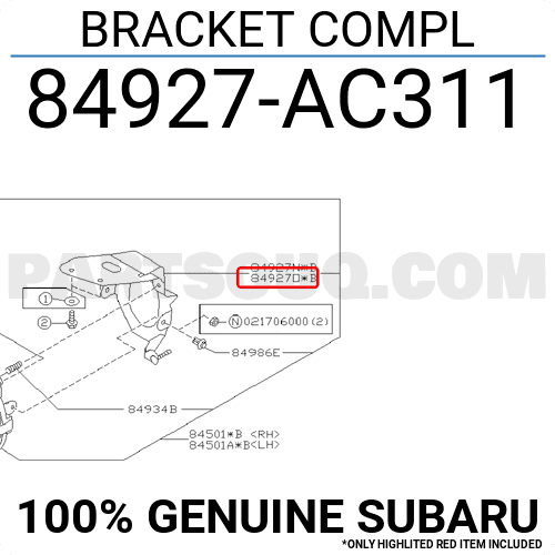 BRACKET COMPL 84927AC311 | Subaru Parts | PartSouq