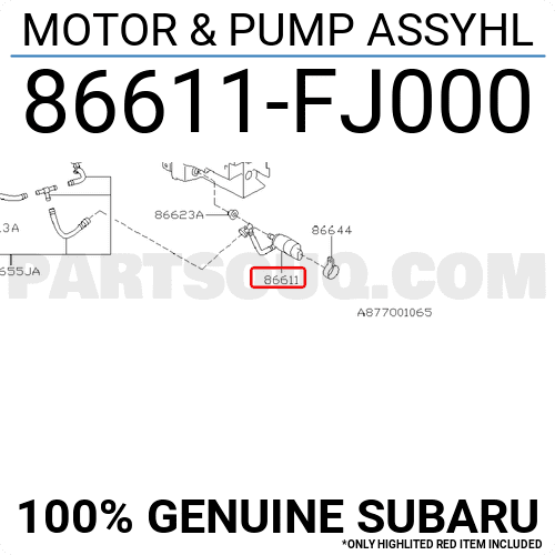 MOTOR & PUMP ASSYHL 86611FJ000 | Subaru Parts | PartSouq