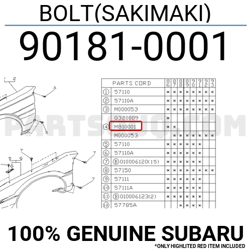 BOLT(SAKIMAKI) 901810001 | Subaru Parts | PartSouq