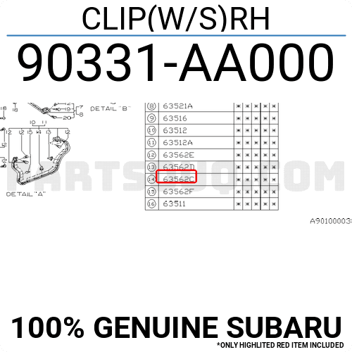 CLIP(W/S)RH 90331AA000 | Subaru Parts | PartSouq