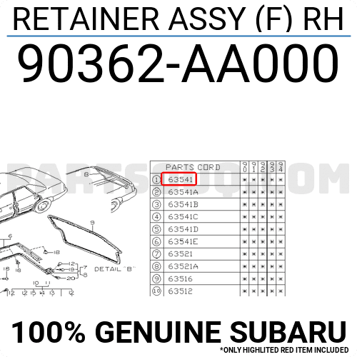 RETAINER ASSY (F) RH 90362AA000 | Subaru Parts | PartSouq