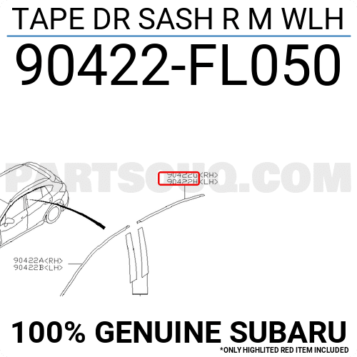 TAPE DR SASH R M WLH 90422FL050 | Subaru Parts | PartSouq