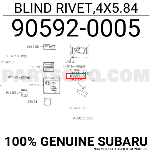 BLIND RIVET,4X5.84 905920005 | Subaru Parts | PartSouq