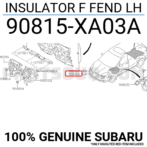 INSULATOR F FEND LH 90815XA03A | Subaru Parts | PartSouq