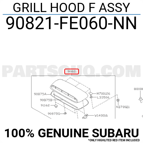 GRILL HOOD F ASSY 90821FE060NN | Subaru Parts | PartSouq