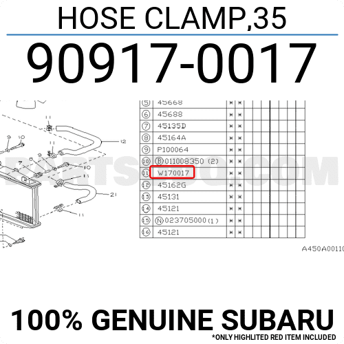 HOSE CLAMP,35 909170017 | Subaru Parts | PartSouq