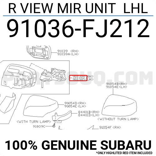 R VIEW MIR UNIT LHL 91036FJ212 | Subaru Parts | PartSouq