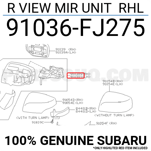 R VIEW MIR UNIT RHL 91036FJ275 | Subaru Parts | PartSouq