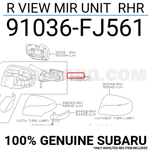 R VIEW MIR UNIT RHR 91036FJ561 | Subaru Parts | PartSouq