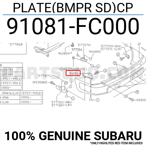PLATE(BMPR SD)CP 91081FC000 | Subaru Parts | PartSouq