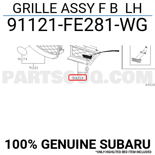 GRILLE ASSY F B LH 91121FE281WG | Subaru Parts | PartSouq