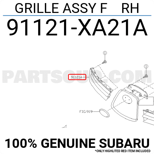 GRILLE ASSY F RH 91121XA21A | Subaru Parts | PartSouq
