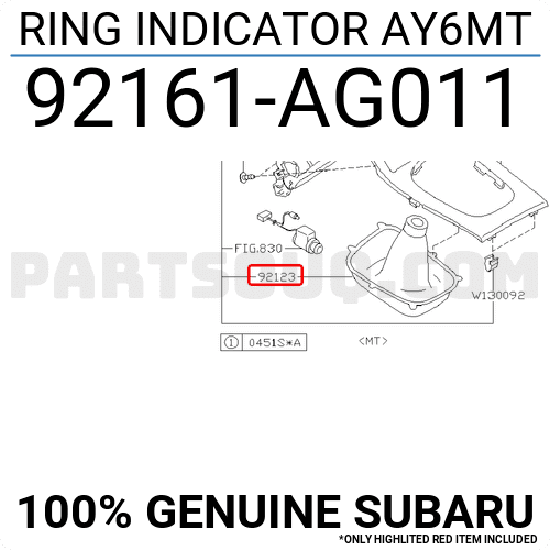 RING INDICATOR AY6MT 92161AG011 | Subaru Parts | PartSouq