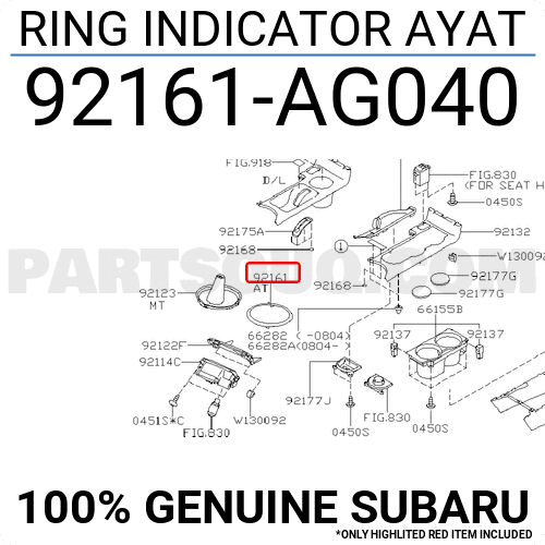 RING INDICATOR AYAT 92161AG040 | Subaru Parts | PartSouq