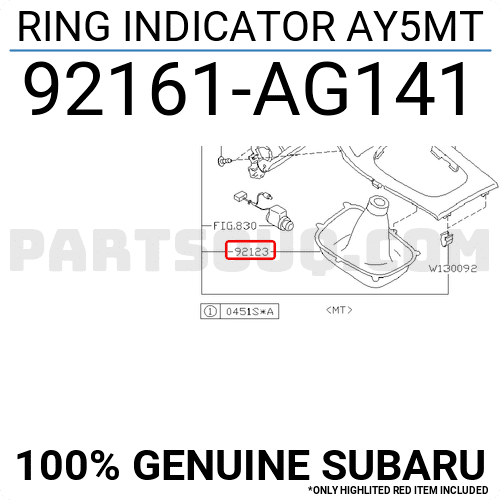 RING INDICATOR AY5MT 92161AG141 | Subaru Parts | PartSouq