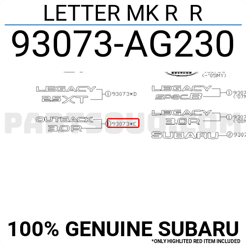 LETTER MK R R 93073AG230 | Subaru Parts | PartSouq