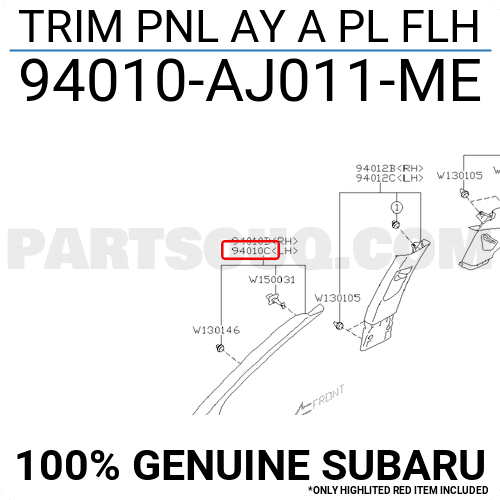 TRIM PNL AY A PL FLH 94010AJ011ME | Subaru Parts | PartSouq