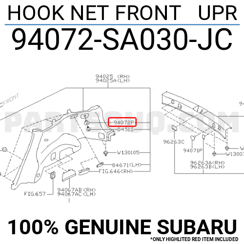 HOOK NET FRONT UPR 94072SA030JC | Subaru Parts | PartSouq