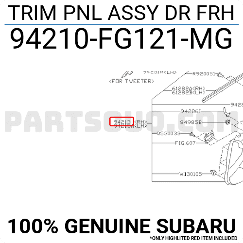 TRIM PNL ASSY DR FRH 94210FG121MG | Subaru Parts | PartSouq