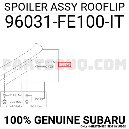 SPOILER ASSY ROOFLIP 96031FE100IT | Subaru Parts | PartSouq
