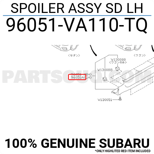 SPOILER ASSY SD LH 96051VA110TQ | Subaru Parts | PartSouq