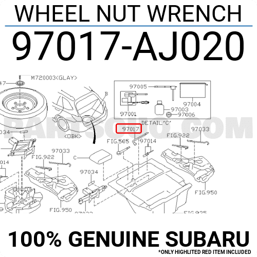 WHEEL NUT WRENCH 97017AJ020 | Subaru Parts | PartSouq