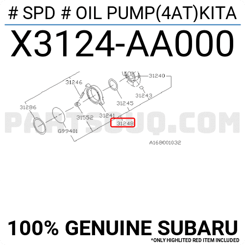 # SPD # OIL PUMP(4AT)KITA X3124AA000 | Subaru Parts | PartSouq