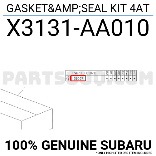 GASKET&SEAL KIT 4AT X3131AA010 | Subaru Parts | PartSouq