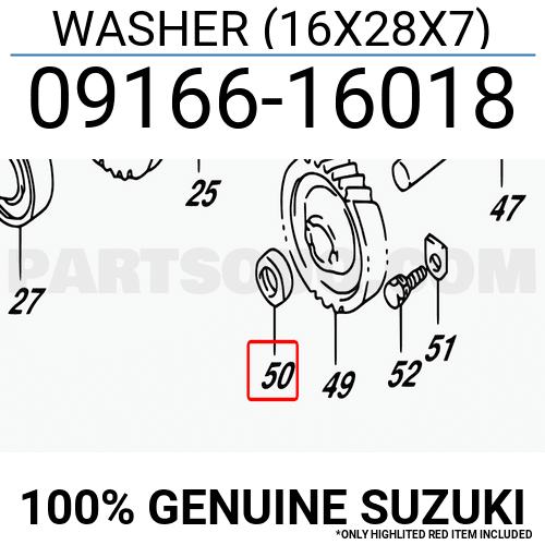 WASHER (16X28X7) 0916616018 | Suzuki Parts | PartSouq