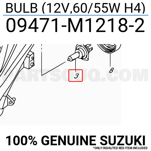 BULB (12V,60/55W H4) 09471M12182 | Suzuki Parts | PartSouq