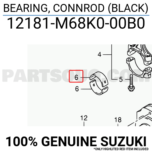 BEARING, CONNROD (BLACK) 12181M68K000B0 | Suzuki Parts | PartSouq