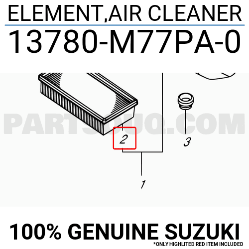 ELEMENT,AIR CLEANER 13780M77PA0 | Suzuki Parts | PartSouq