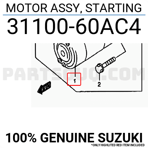MOTOR ASSY, STARTING 3110060AC4 | Suzuki Parts | PartSouq
