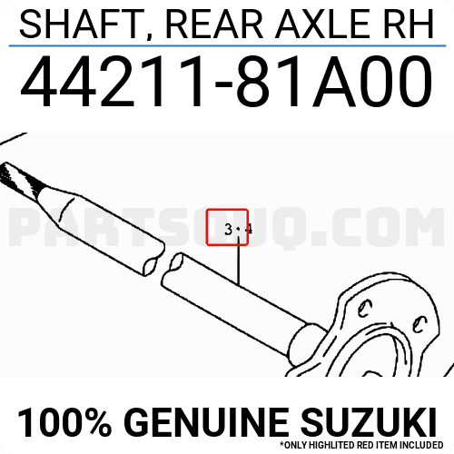 SHAFT, REAR AXLE RH 4421181A00 | Suzuki Parts | PartSouq
