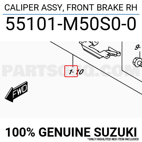 CALIPER ASSY, FRONT BRAKE RH 55101M50S00 | Suzuki Parts | PartSouq