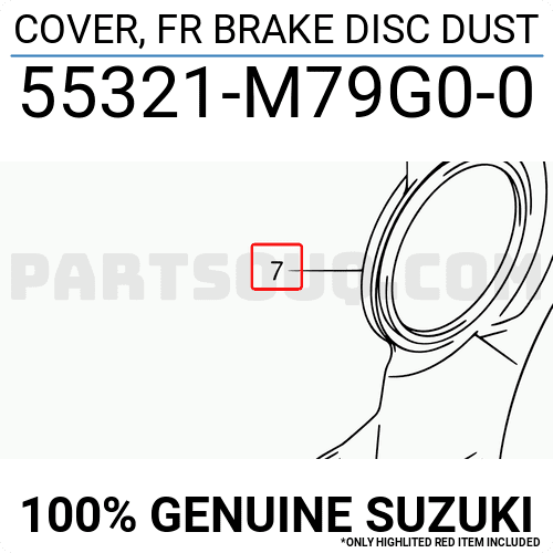 COVER, FR BRAKE DISC DUST 55321M79G00 | Suzuki Parts | PartSouq