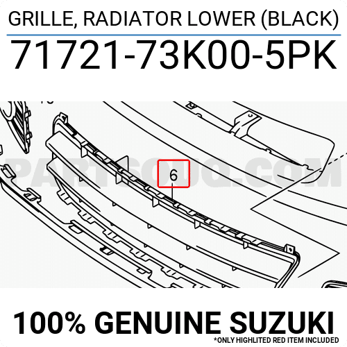 GRILLE, RADIATOR LOWER (BLACK) 7172173K005PK | Suzuki Parts | PartSouq