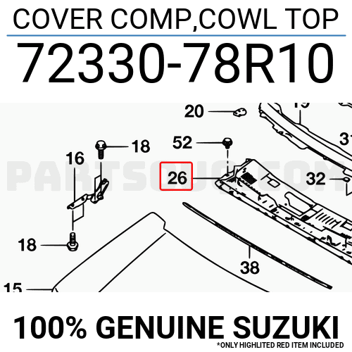 COVER COMP,COWL TOP 7233078R10 | Suzuki Parts | PartSouq